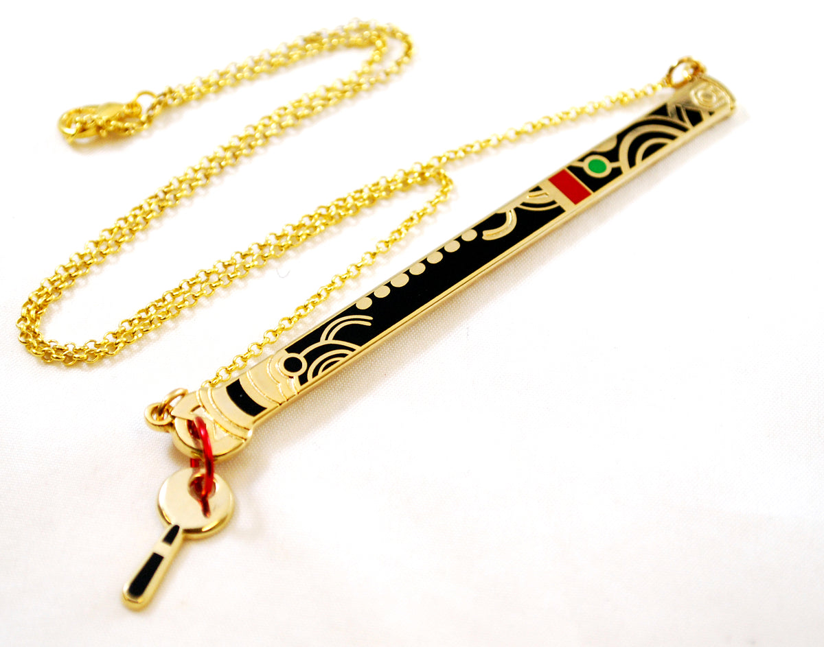 Noah's Flute as a Necklace Keychain or Pin in Metal and Enamel – Clinkorz
